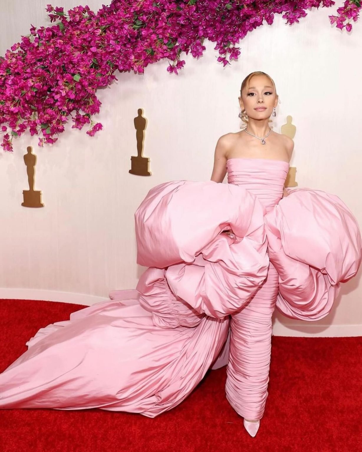Ariana Grande Oscars 2024 Outfit: Glinda Vibe Bubblegum Pink Gown